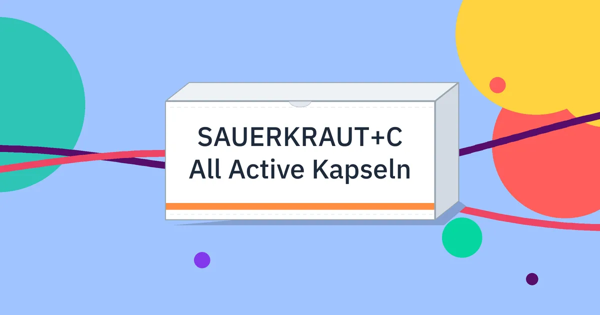 Symbolbild: Packung mit der Aufschrift SAUERKRAUT+C All Active Kapseln (PZN 00596814) – Verfügbarkeit und Bezug in Apotheken in Frankfurt am Main
