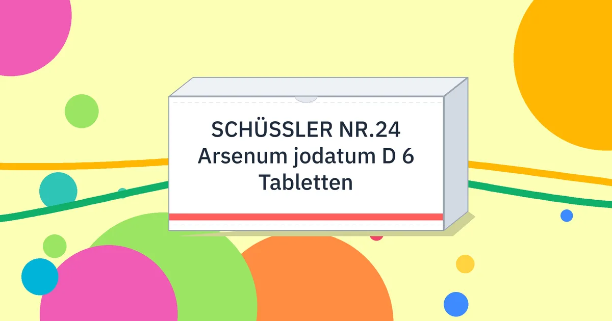 Symbolbild: Packung mit der Aufschrift SCHÜSSLER NR.24 Arsenum jodatum D 6 Tabletten (PZN 11031972) – Verfügbarkeit und Bezug in Apotheken in Frankfurt am Main
