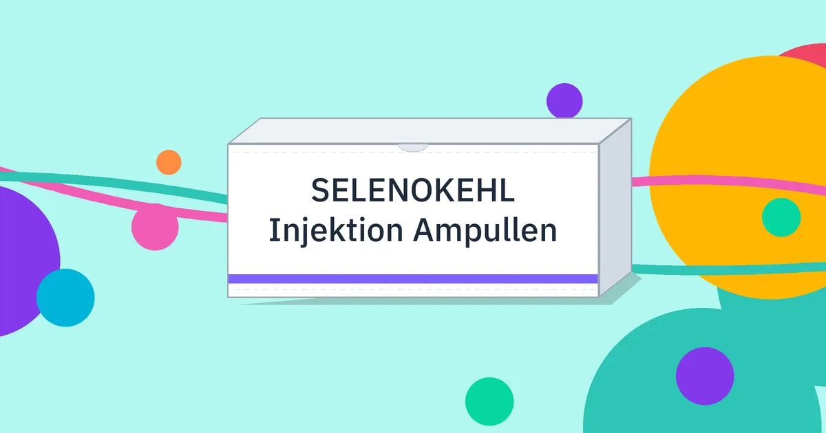 Symbolbild: Packung mit der Aufschrift SELENOKEHL Injektion Ampullen (PZN 06344870) – Verfügbarkeit und Bezug in Apotheken in Frankfurt am Main