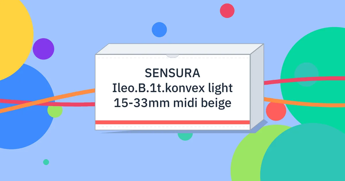 Symbolbild: Packung mit der Aufschrift SENSURA Ileo.B.1t.konvex light 15-33mm midi beige (PZN 00827685) – Verfügbarkeit und Bezug in Apotheken in Frankfurt am Main