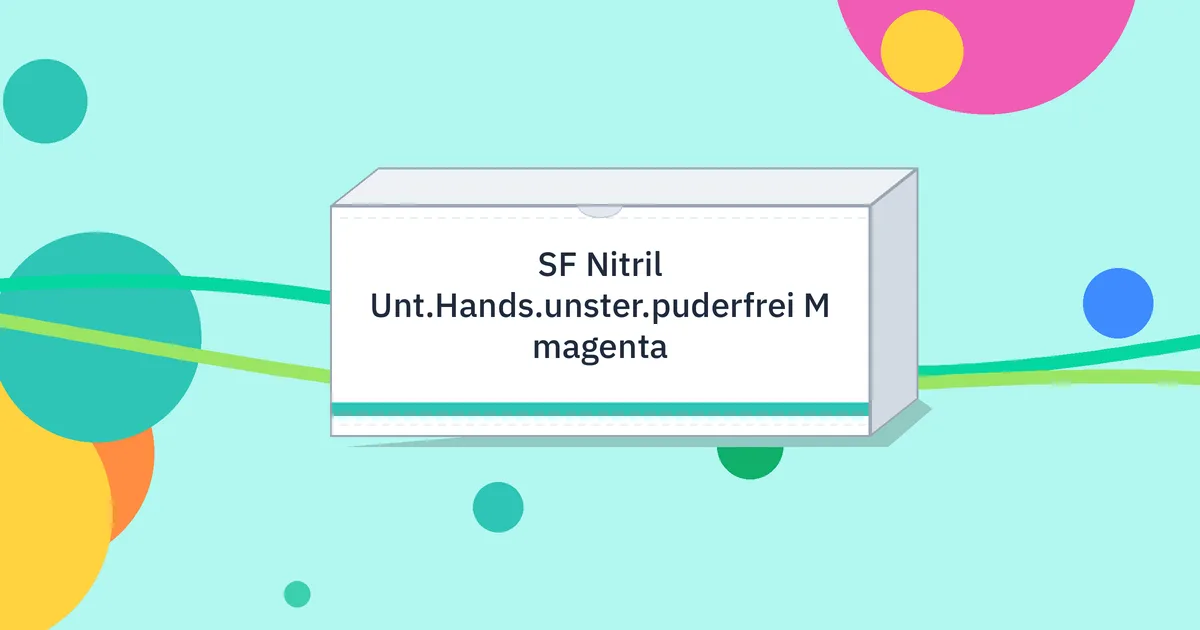 Symbolbild: Packung mit der Aufschrift SF Nitril Unt.Hands.unster.puderfrei M magenta (PZN 16163661) – Verfügbarkeit und Bezug in Apotheken in Frankfurt am Main