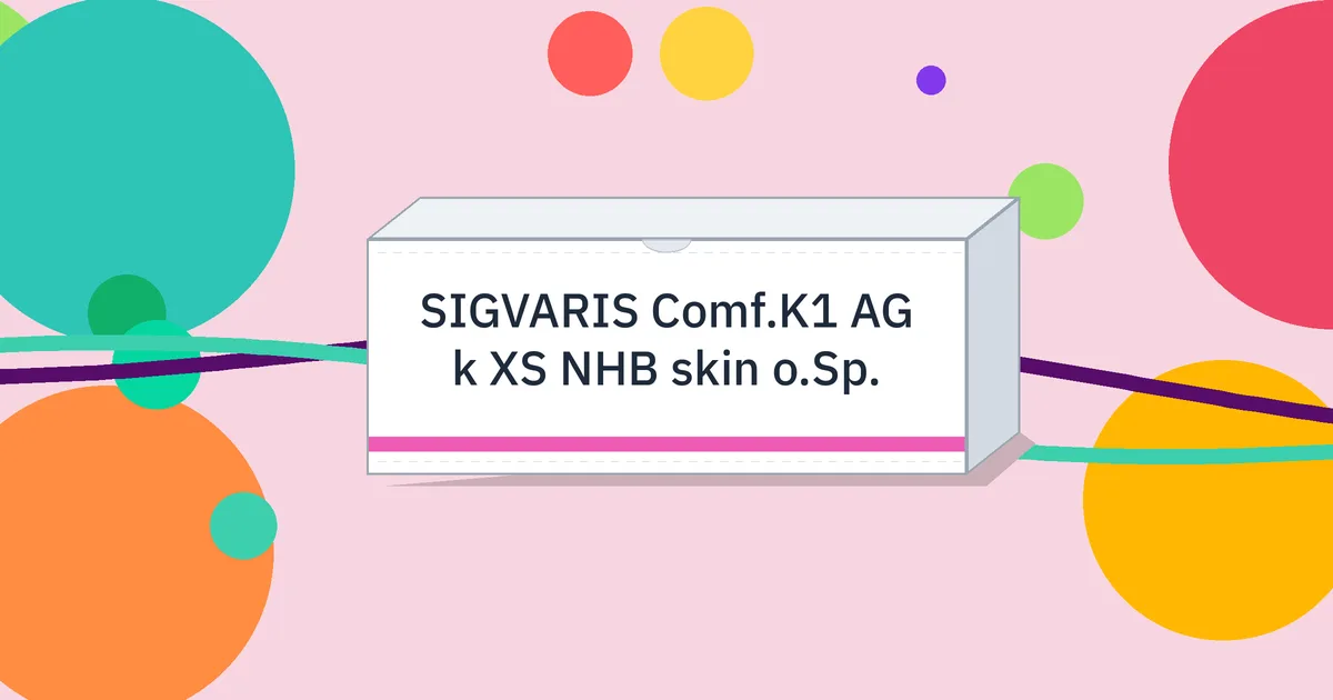 Symbolbild: Packung mit der Aufschrift SIGVARIS Comf.K1 AG k XS NHB skin o.Sp. (PZN 17097736) – Verfügbarkeit und Bezug in Apotheken in Frankfurt am Main