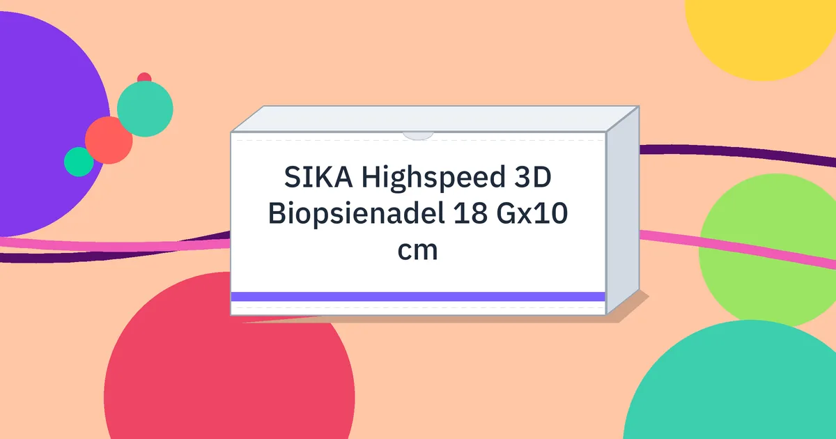 Symbolbild: Packung mit der Aufschrift SIKA Highspeed 3D Biopsienadel 18 Gx10 cm (PZN 20272491) – Verfügbarkeit und Bezug in Apotheken in Frankfurt am Main