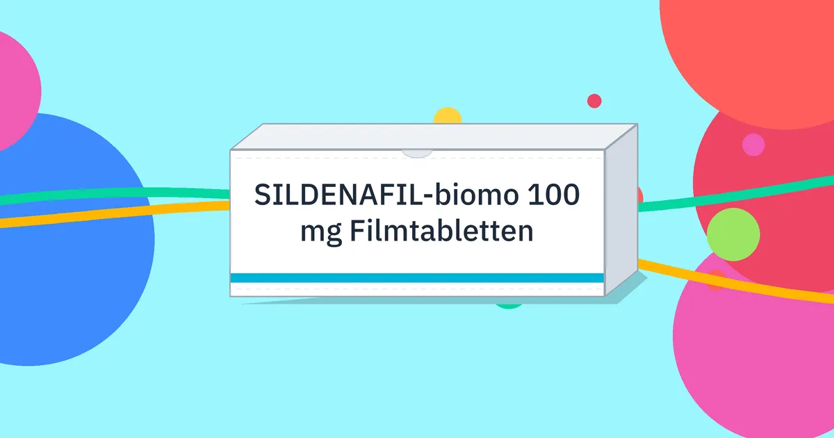 Symbolbild: Packung mit der Aufschrift SILDENAFIL-biomo 100 mg Filmtabletten (PZN 12725139) – Verfügbarkeit und Bezug in Apotheken in Frankfurt am Main
