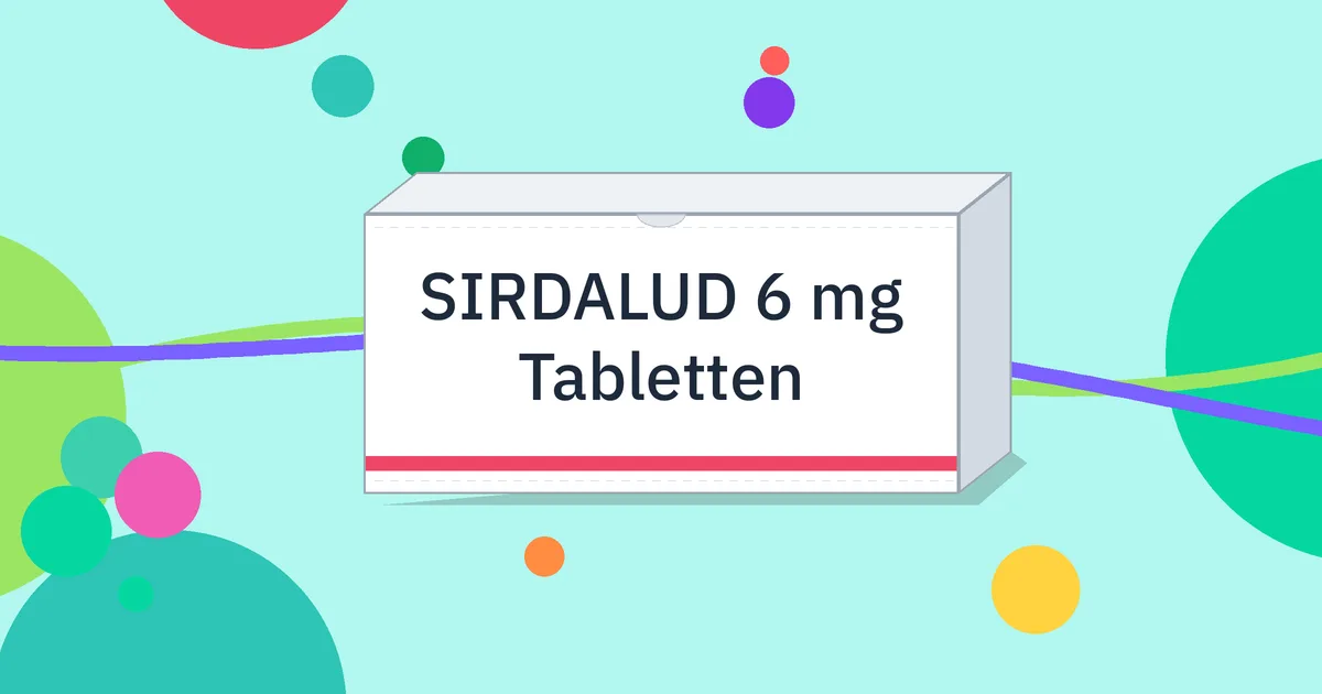 Symbolbild: Packung mit der Aufschrift SIRDALUD 6 mg Tabletten (PZN 03023556) – Verfügbarkeit und Bezug in Apotheken in Frankfurt am Main