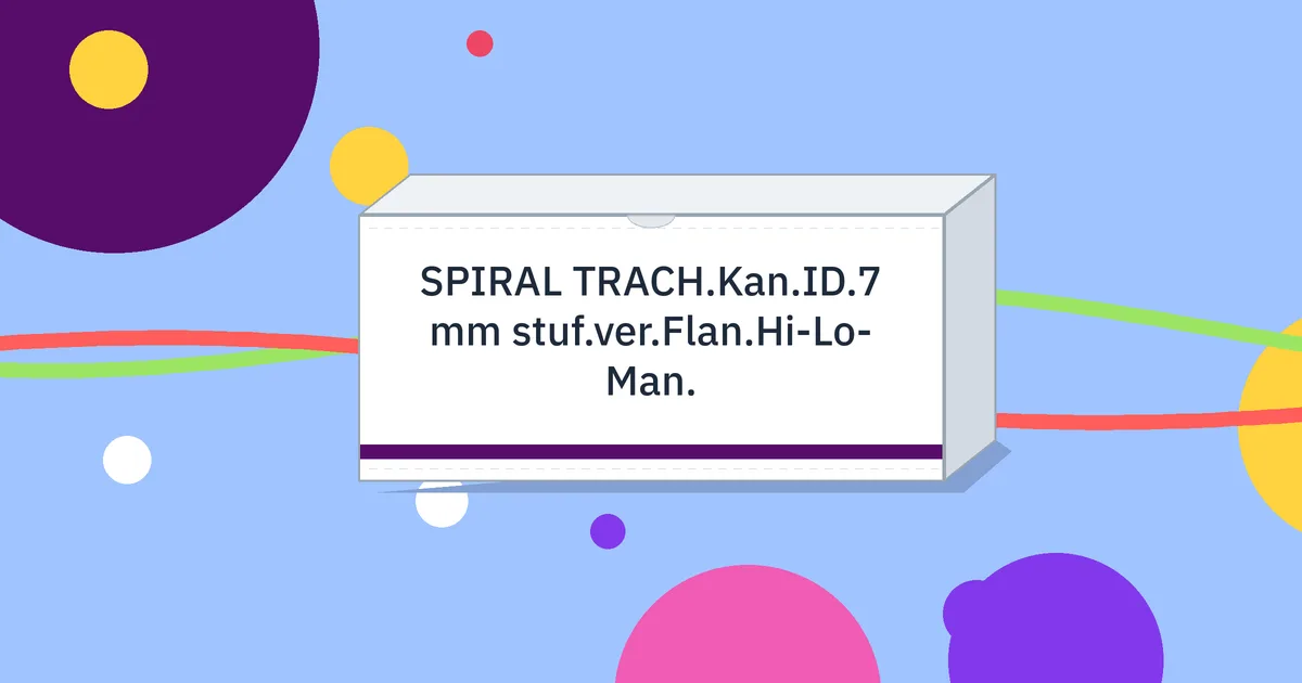 Symbolbild: Packung mit der Aufschrift SPIRAL TRACH.Kan.ID.7 mm stuf.ver.Flan.Hi-Lo-Man. (PZN 03379796) – Verfügbarkeit und Bezug in Apotheken in Frankfurt am Main