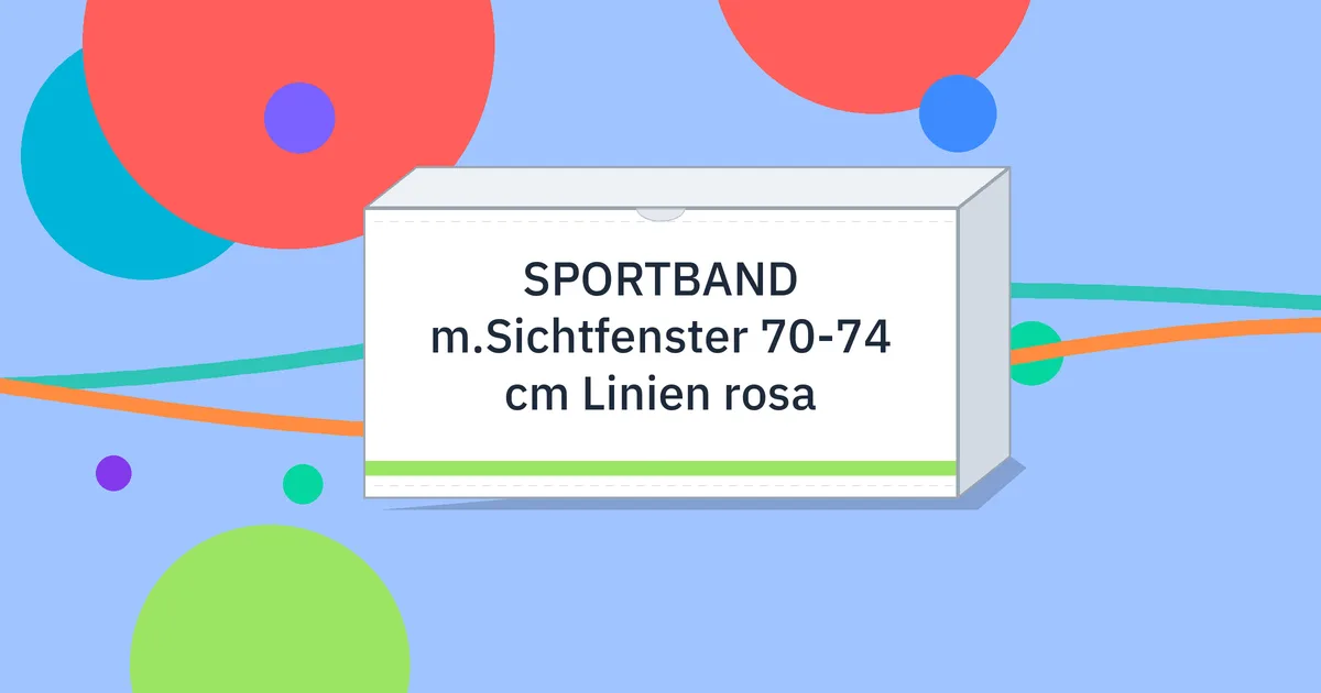 Symbolbild: Packung mit der Aufschrift SPORTBAND m.Sichtfenster 70-74 cm Linien rosa (PZN 17837452) – Verfügbarkeit und Bezug in Apotheken in Frankfurt am Main