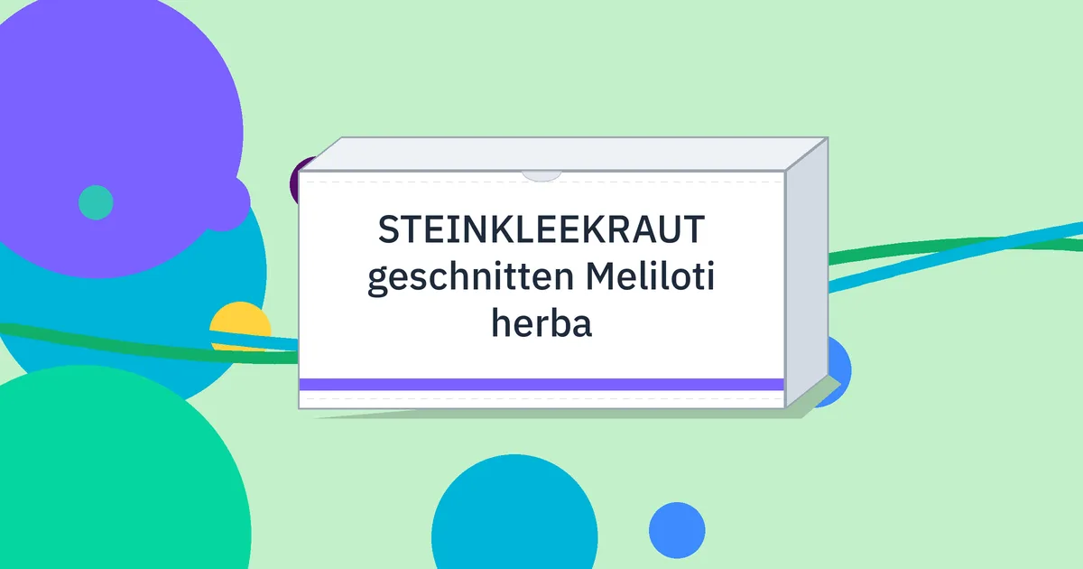 Symbolbild: Packung mit der Aufschrift STEINKLEEKRAUT geschnitten Meliloti herba (PZN 20953297) – Verfügbarkeit und Bezug in Apotheken in Frankfurt am Main
