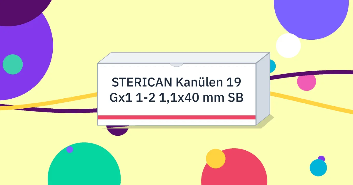 Symbolbild: Packung mit der Aufschrift STERICAN Kanülen 19 Gx1 1-2 1,1x40 mm SB (PZN 13708752) – Verfügbarkeit und Bezug in Apotheken in Frankfurt am Main