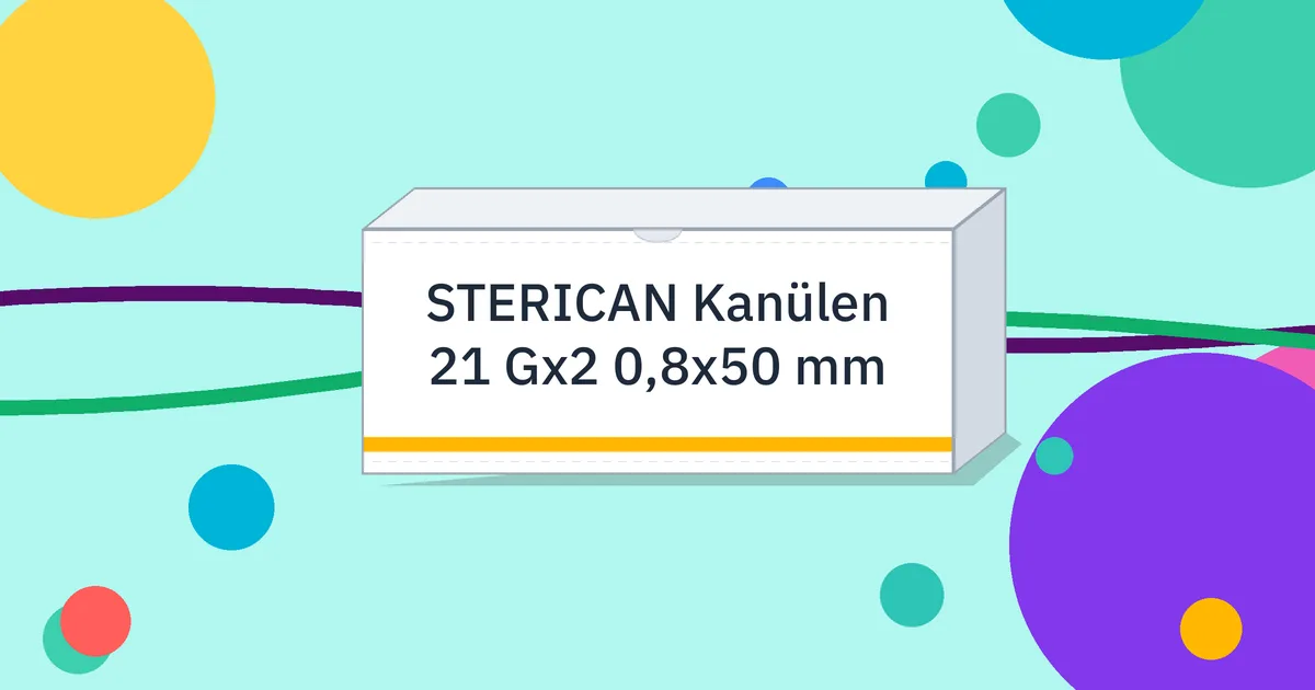 Symbolbild: Packung mit der Aufschrift STERICAN Kanülen 21 Gx2 0,8x50 mm (PZN 01105422) – Verfügbarkeit und Bezug in Apotheken in Frankfurt am Main