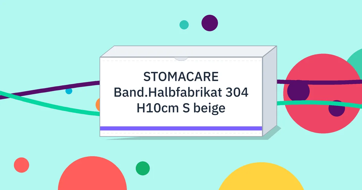 Symbolbild: Packung mit der Aufschrift STOMACARE Band.Halbfabrikat 304 H10cm S beige (PZN 10840379) – Verfügbarkeit und Bezug in Apotheken in Frankfurt am Main