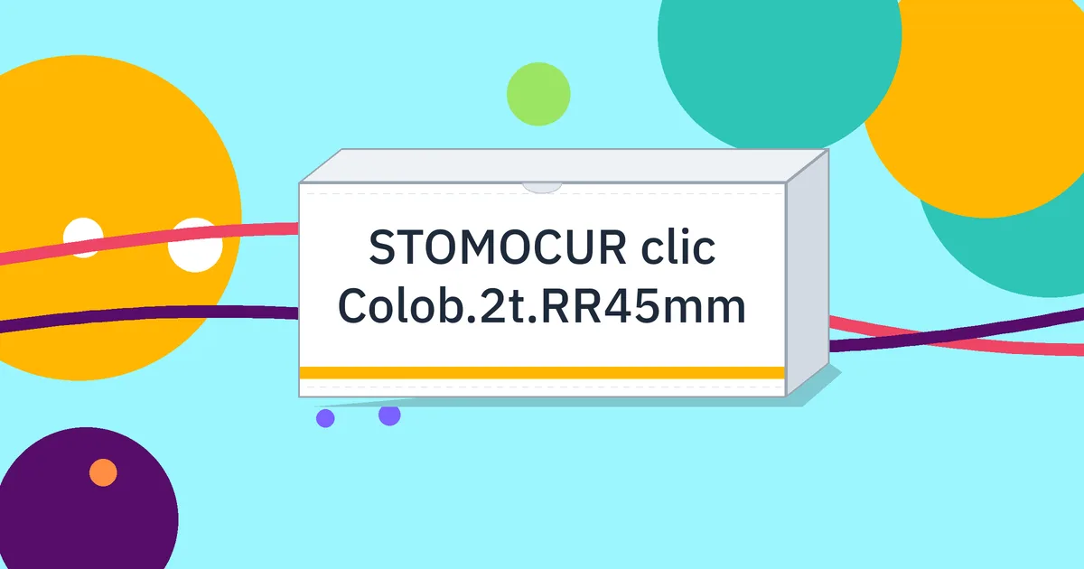 Symbolbild: Packung mit der Aufschrift STOMOCUR clic Colob.2t.RR45mm (PZN 18238742) – Verfügbarkeit und Bezug in Apotheken in Frankfurt am Main