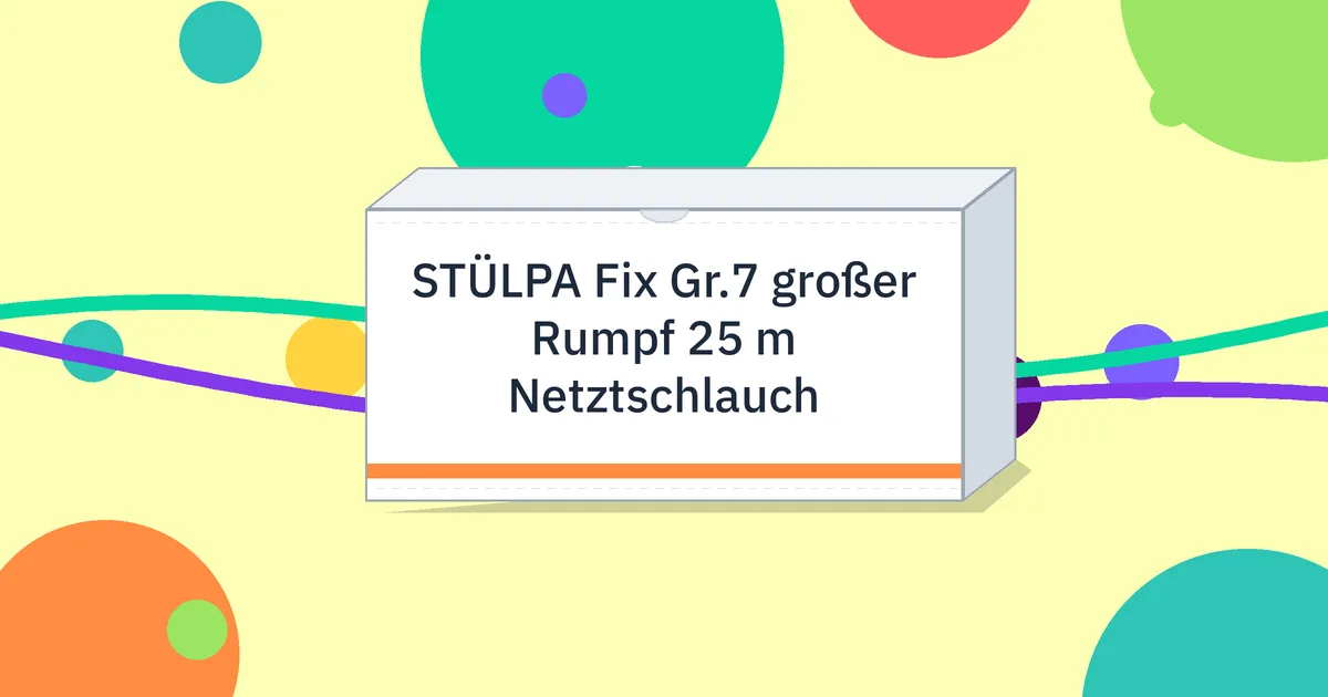 Symbolbild: Packung mit der Aufschrift STÜLPA Fix Gr.7 großer Rumpf 25 m Netztschlauch (PZN 01609708) – Verfügbarkeit und Bezug in Apotheken in Frankfurt am Main
