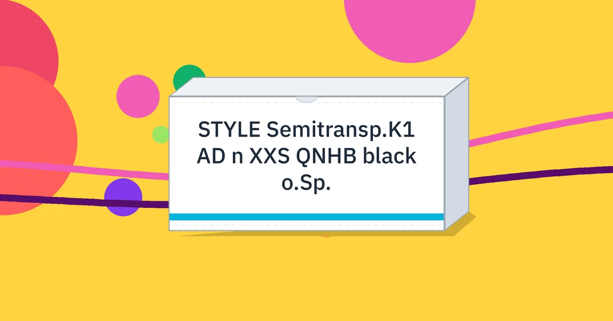 Symbolbild: Packung mit der Aufschrift STYLE Semitransp.K1 AD n XXS QNHB black o.Sp. (PZN 18868986) – Verfügbarkeit und Bezug in Apotheken in Frankfurt am Main