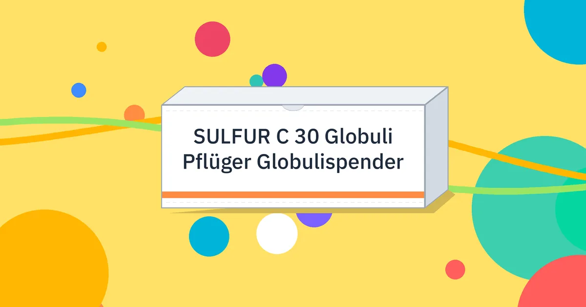 Symbolbild: Packung mit der Aufschrift SULFUR C 30 Globuli Pflüger Globulispender (PZN 18757896) – Verfügbarkeit und Bezug in Apotheken in Frankfurt am Main
