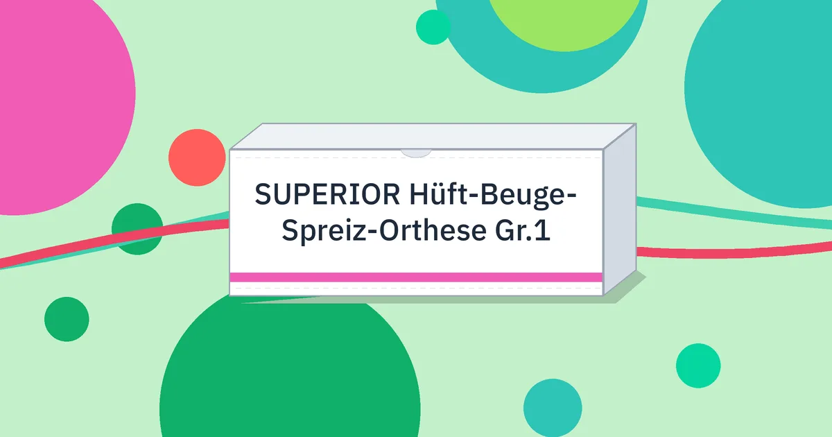 Symbolbild: Packung mit der Aufschrift SUPERIOR Hüft-Beuge-Spreiz-Orthese Gr.1 (PZN 09670989) – Verfügbarkeit und Bezug in Apotheken in Frankfurt am Main