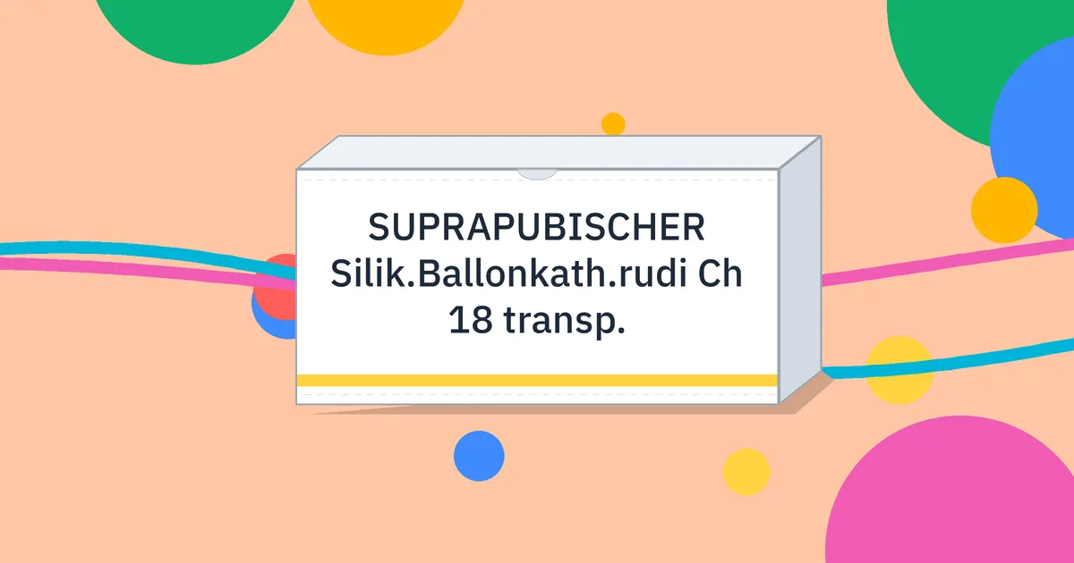 Symbolbild: Packung mit der Aufschrift SUPRAPUBISCHER Silik.Ballonkath.rudi Ch 18 transp. (PZN 19950566) – Verfügbarkeit und Bezug in Apotheken in Frankfurt am Main