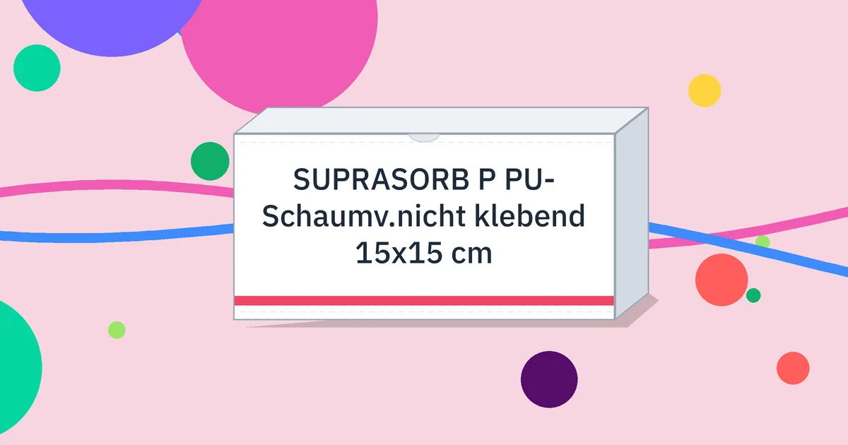 Symbolbild: Packung mit der Aufschrift SUPRASORB P PU-Schaumv.nicht klebend 15x15 cm (PZN 18001069) – Verfügbarkeit und Bezug in Apotheken in Frankfurt am Main