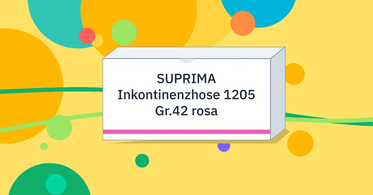 Symbolbild: Packung mit der Aufschrift SUPRIMA Inkontinenzhose 1205 Gr.42 rosa (PZN 03019678) – Verfügbarkeit und Bezug in Apotheken in Frankfurt am Main