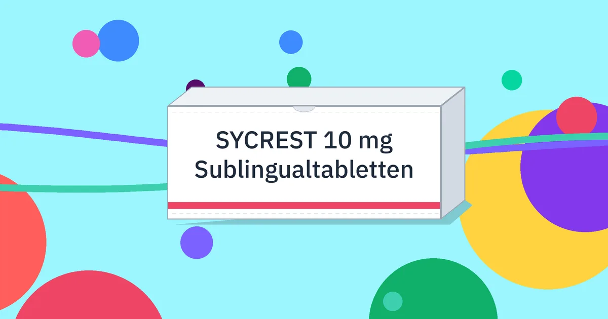 Symbolbild: Packung mit der Aufschrift SYCREST 10 mg Sublingualtabletten (PZN 13229537) – Verfügbarkeit und Bezug in Apotheken in Frankfurt am Main