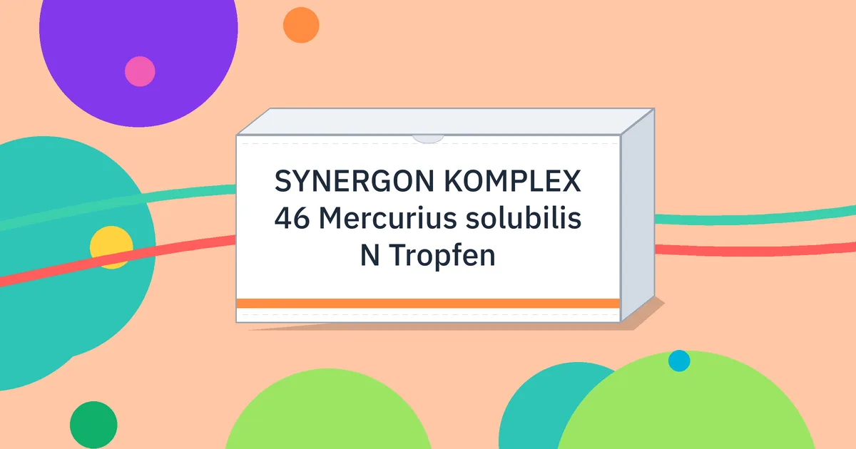 Symbolbild: Packung mit der Aufschrift SYNERGON KOMPLEX 46 Mercurius solubilis N Tropfen (PZN 03574776) – Verfügbarkeit und Bezug in Apotheken in Frankfurt am Main