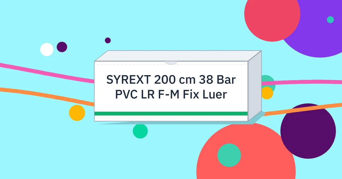 Symbolbild: Packung mit der Aufschrift SYREXT 200 cm 38 Bar PVC LR F-M Fix Luer (PZN 17898732) – Verfügbarkeit und Bezug in Apotheken in Frankfurt am Main