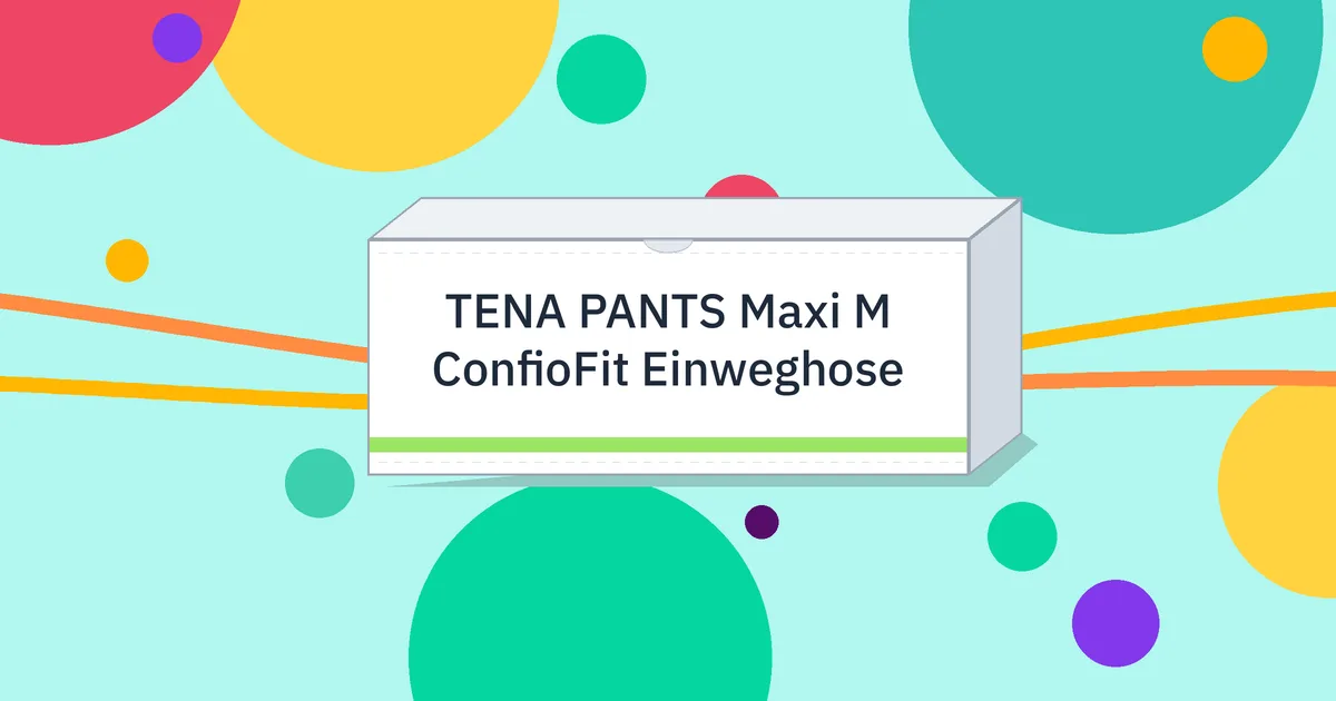 Symbolbild: Packung mit der Aufschrift TENA PANTS Maxi M ConfioFit Einweghose (PZN 12555051) – Verfügbarkeit und Bezug in Apotheken in Frankfurt am Main