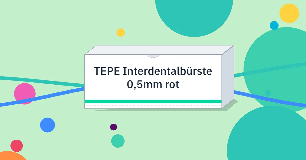 Symbolbild: Packung mit der Aufschrift TEPE Interdentalbürste 0,5mm rot (PZN 07641305) – Verfügbarkeit und Bezug in Apotheken in Frankfurt am Main