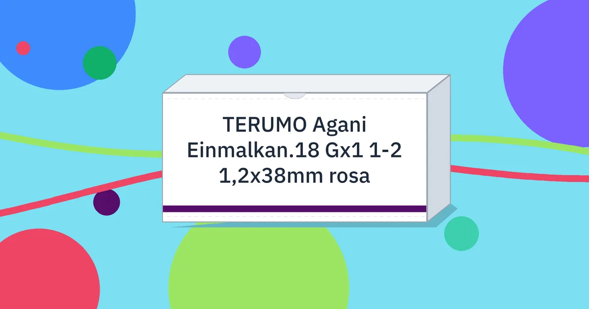 Symbolbild: Packung mit der Aufschrift TERUMO Agani Einmalkan.18 Gx1 1-2 1,2x38mm rosa (PZN 13873652) – Verfügbarkeit und Bezug in Apotheken in Frankfurt am Main