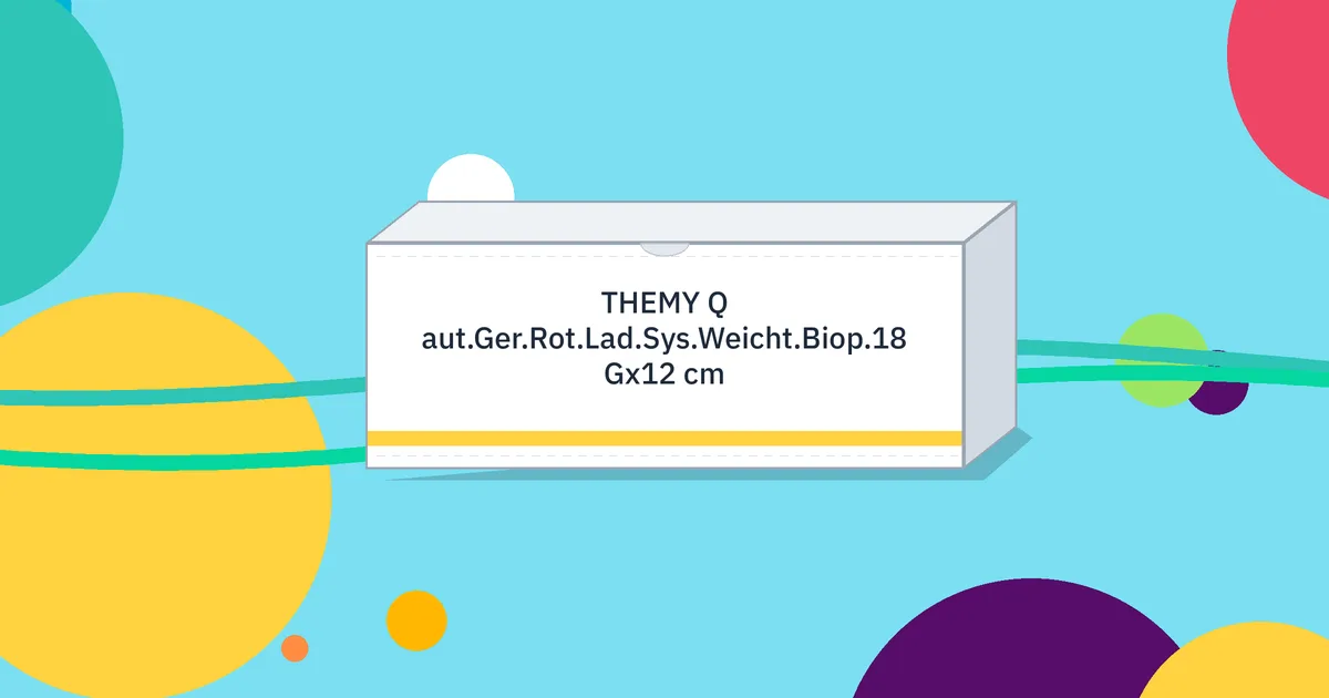 Symbolbild: Packung mit der Aufschrift THEMY Q aut.Ger.Rot.Lad.Sys.Weicht.Biop.18 Gx12 cm (PZN 19737944) – Verfügbarkeit und Bezug in Apotheken in Frankfurt am Main