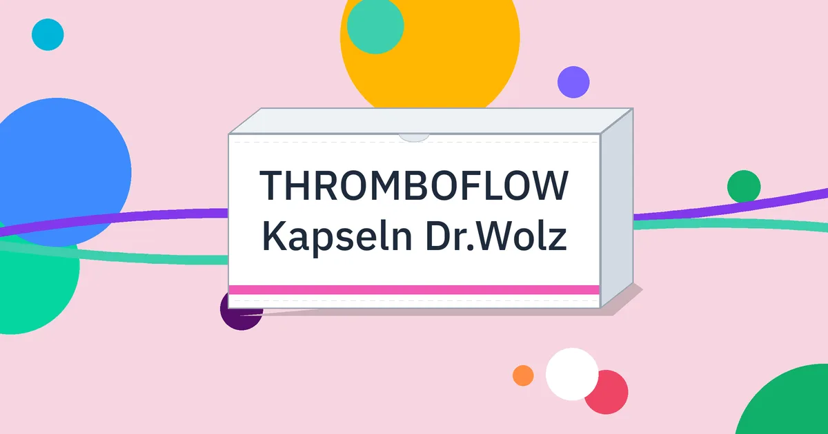 Symbolbild: Packung mit der Aufschrift THROMBOFLOW Kapseln Dr.Wolz (PZN 07125710) – Verfügbarkeit und Bezug in Apotheken in Frankfurt am Main