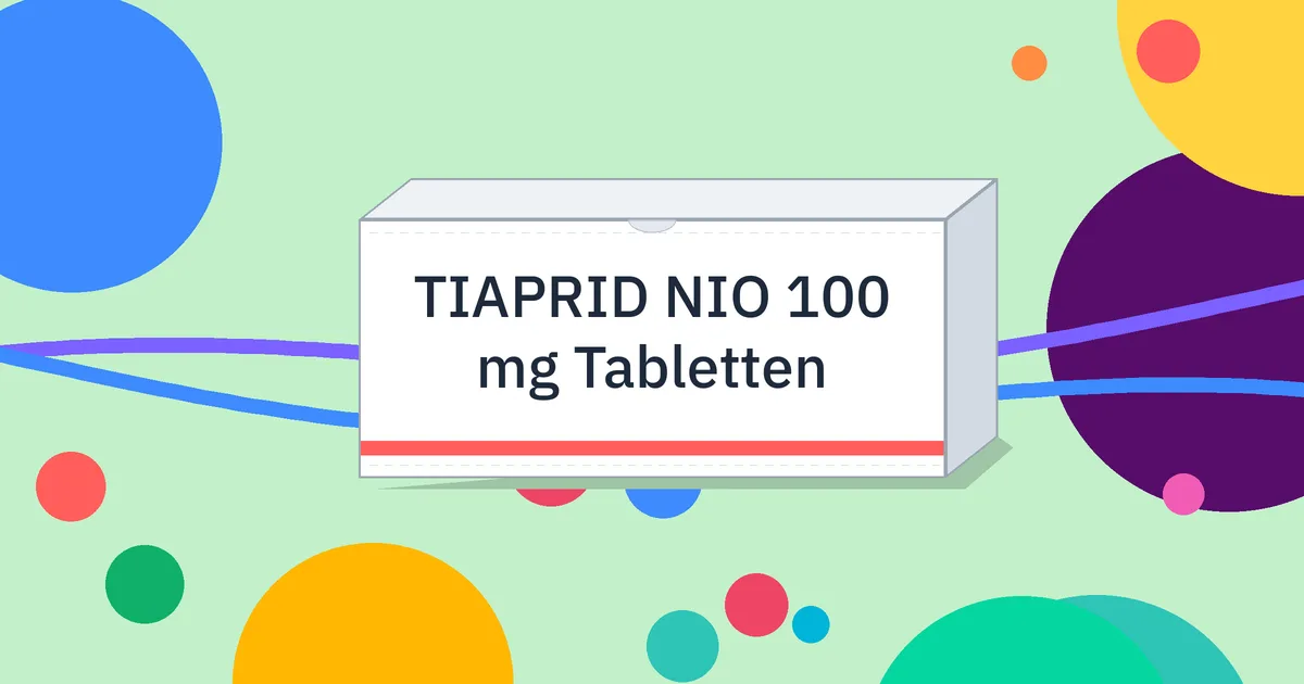 Symbolbild: Packung mit der Aufschrift TIAPRID NIO 100 mg Tabletten (PZN 19729583) – Verfügbarkeit und Bezug in Apotheken in Frankfurt am Main