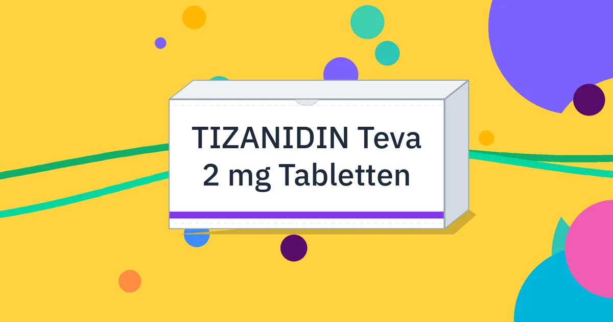 Symbolbild: Packung mit der Aufschrift TIZANIDIN Teva 2 mg Tabletten (PZN 06681194) – Verfügbarkeit und Bezug in Apotheken in Frankfurt am Main