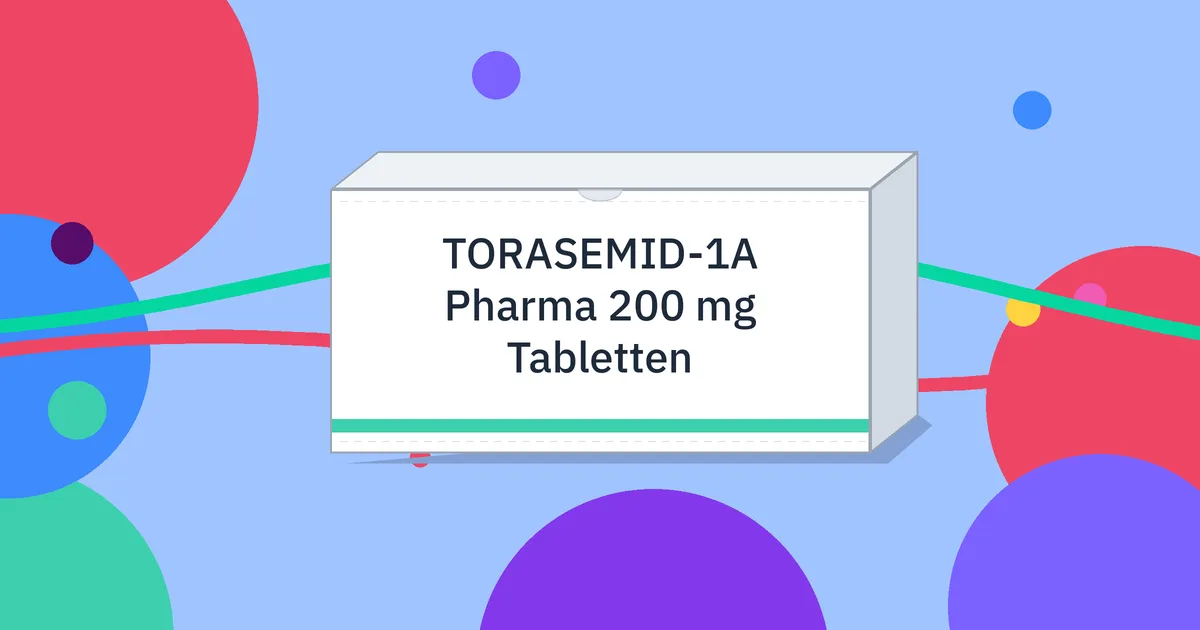 Symbolbild: Packung mit der Aufschrift TORASEMID-1A Pharma 200 mg Tabletten (PZN 00774055) – Verfügbarkeit und Bezug in Apotheken in Frankfurt am Main