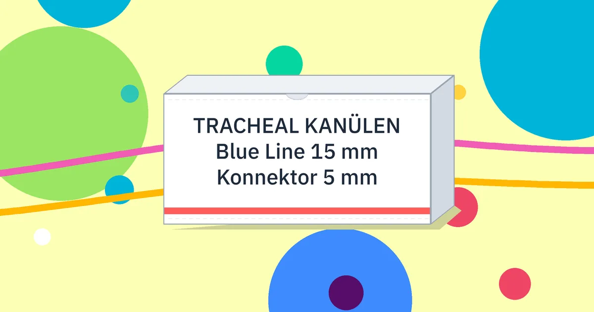 Symbolbild: Packung mit der Aufschrift TRACHEAL KANÜLEN Blue Line 15 mm Konnektor 5 mm (PZN 02407846) – Verfügbarkeit und Bezug in Apotheken in Frankfurt am Main