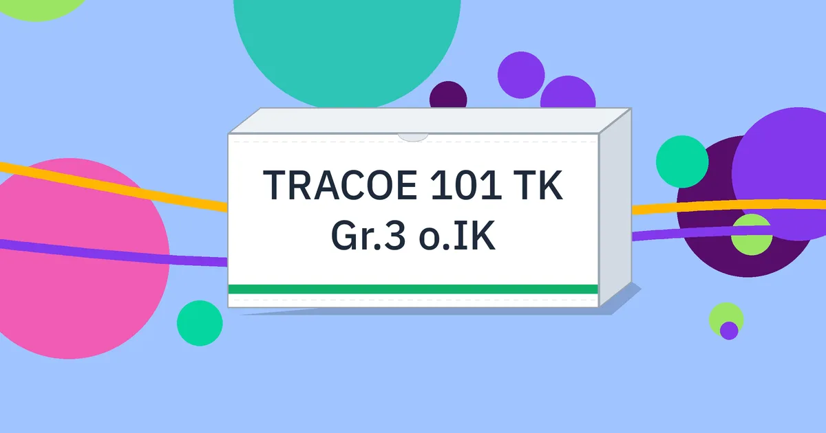 Symbolbild: Packung mit der Aufschrift TRACOE 101 TK Gr.3 o.IK (PZN 00909319) – Verfügbarkeit und Bezug in Apotheken in Frankfurt am Main