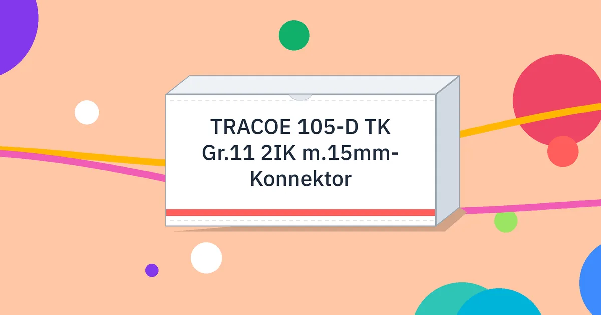 Symbolbild: Packung mit der Aufschrift TRACOE 105-D TK Gr.11 2IK m.15mm-Konnektor (PZN 02359745) – Verfügbarkeit und Bezug in Apotheken in Frankfurt am Main
