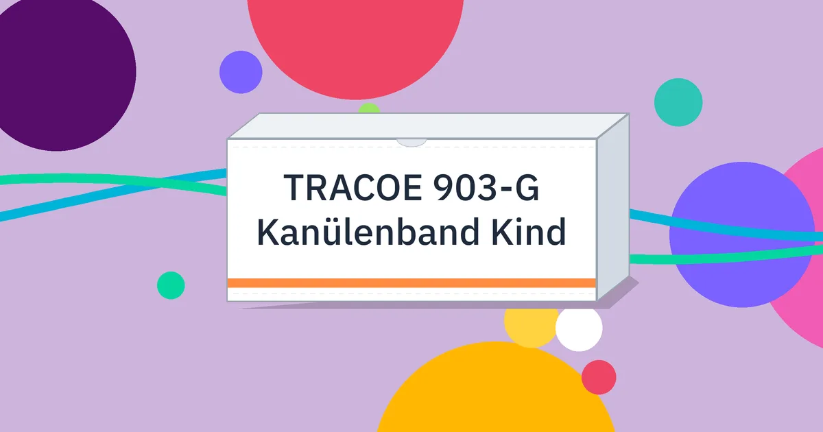 Symbolbild: Packung mit der Aufschrift TRACOE 903-G Kanülenband Kind (PZN 00771418) – Verfügbarkeit und Bezug in Apotheken in Frankfurt am Main