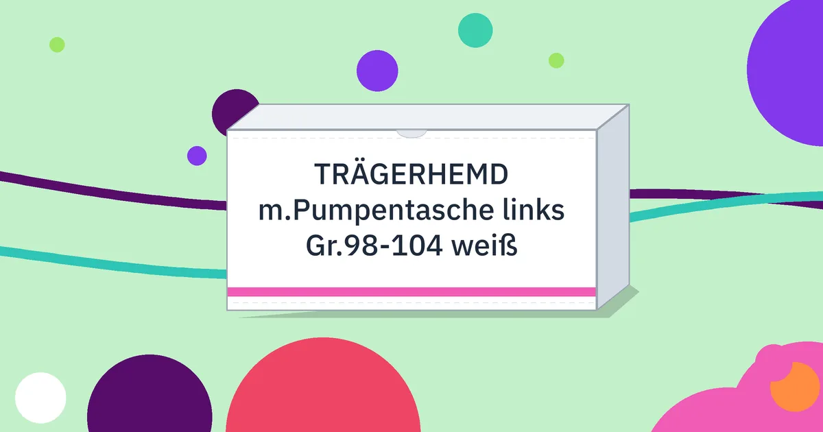 Symbolbild: Packung mit der Aufschrift TRÄGERHEMD m.Pumpentasche links Gr.98-104 weiß (PZN 17552548) – Verfügbarkeit und Bezug in Apotheken in Frankfurt am Main