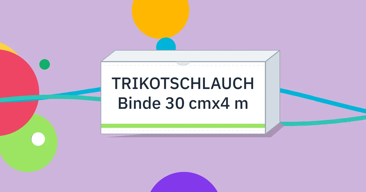 Symbolbild: Packung mit der Aufschrift TRIKOTSCHLAUCH Binde 30 cmx4 m (PZN 01721090) – Verfügbarkeit und Bezug in Apotheken in Frankfurt am Main