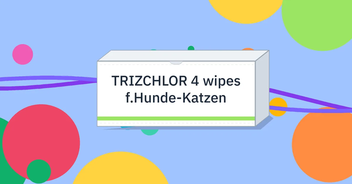 Symbolbild: Packung mit der Aufschrift TRIZCHLOR 4 wipes f.Hunde-Katzen (PZN 16627913) – Verfügbarkeit und Bezug in Apotheken in Frankfurt am Main