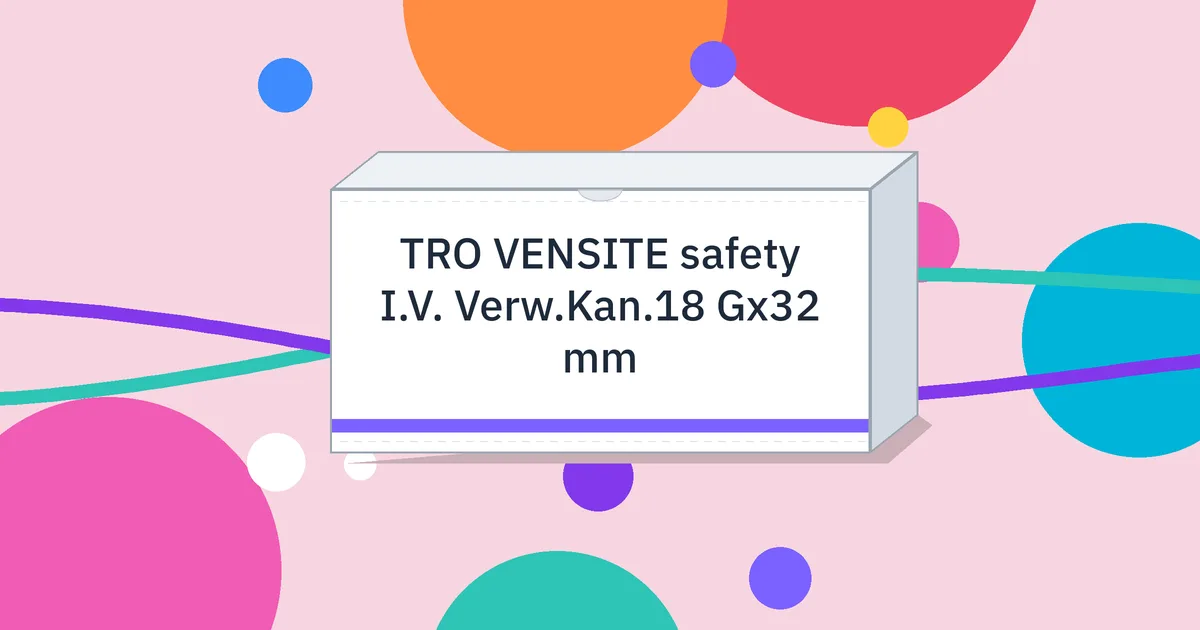 Symbolbild: Packung mit der Aufschrift TRO VENSITE safety I.V. Verw.Kan.18 Gx32 mm (PZN 11188030) – Verfügbarkeit und Bezug in Apotheken in Frankfurt am Main