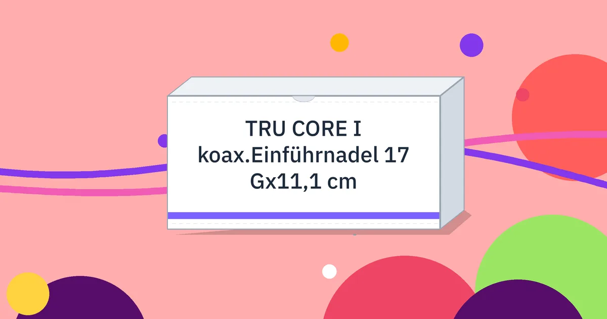 Symbolbild: Packung mit der Aufschrift TRU CORE I koax.Einführnadel 17 Gx11,1 cm (PZN 06768593) – Verfügbarkeit und Bezug in Apotheken in Frankfurt am Main