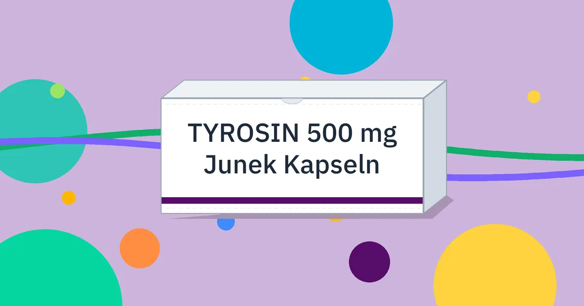 Symbolbild: Packung mit der Aufschrift TYROSIN 500 mg Junek Kapseln (PZN 00135711) – Verfügbarkeit und Bezug in Apotheken in Frankfurt am Main