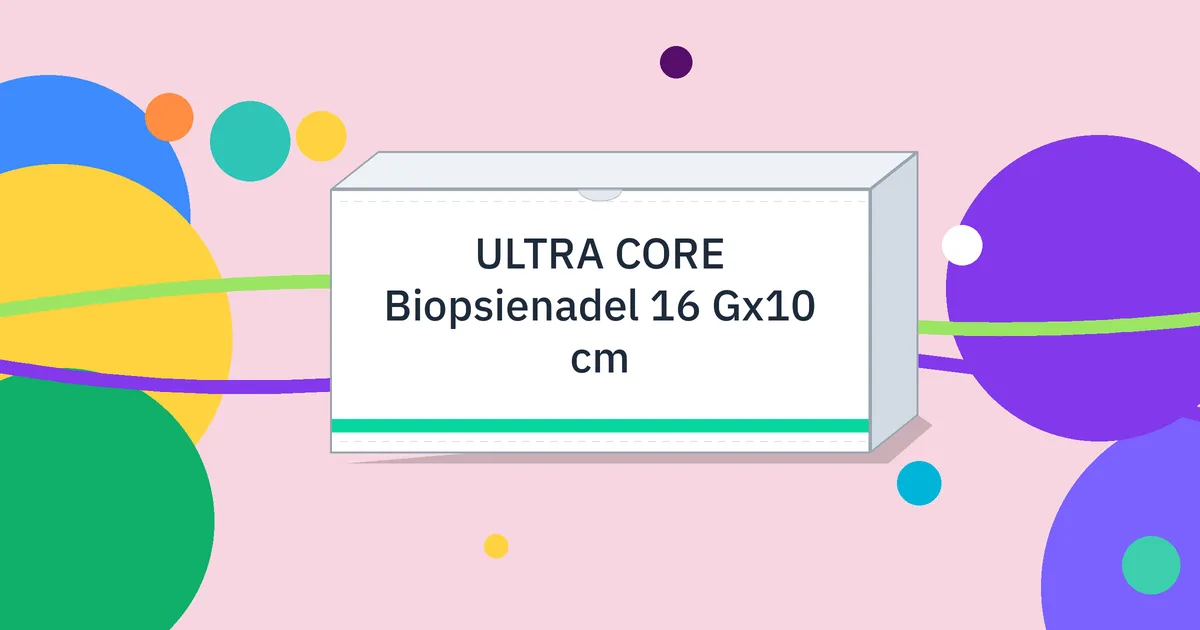 Symbolbild: Packung mit der Aufschrift ULTRA CORE Biopsienadel 16 Gx10 cm (PZN 06767903) – Verfügbarkeit und Bezug in Apotheken in Frankfurt am Main