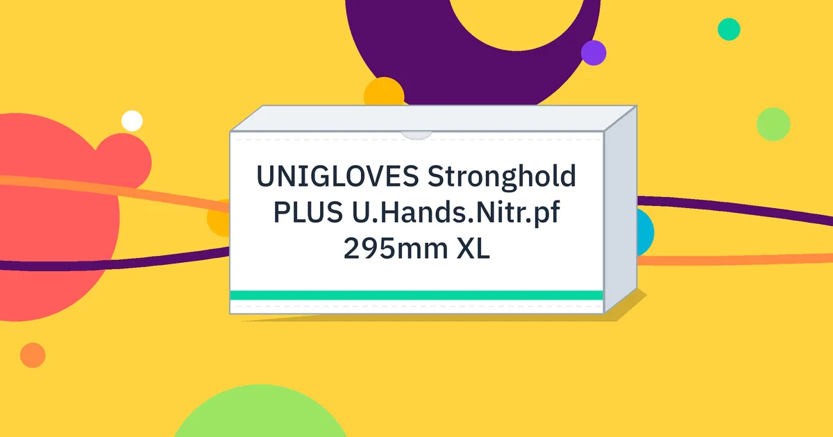 Symbolbild: Packung mit der Aufschrift UNIGLOVES Stronghold PLUS U.Hands.Nitr.pf 295mm XL (PZN 18102787) – Verfügbarkeit und Bezug in Apotheken in Frankfurt am Main