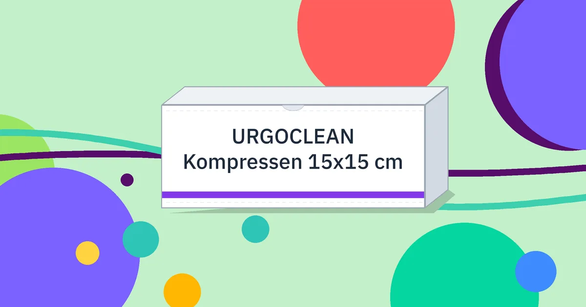 Symbolbild: Packung mit der Aufschrift URGOCLEAN Kompressen 15x15 cm (PZN 19461264) – Verfügbarkeit und Bezug in Apotheken in Frankfurt am Main