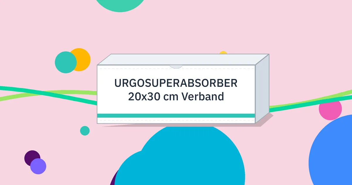 Symbolbild: Packung mit der Aufschrift URGOSUPERABSORBER 20x30 cm Verband (PZN 07110832) – Verfügbarkeit und Bezug in Apotheken in Frankfurt am Main