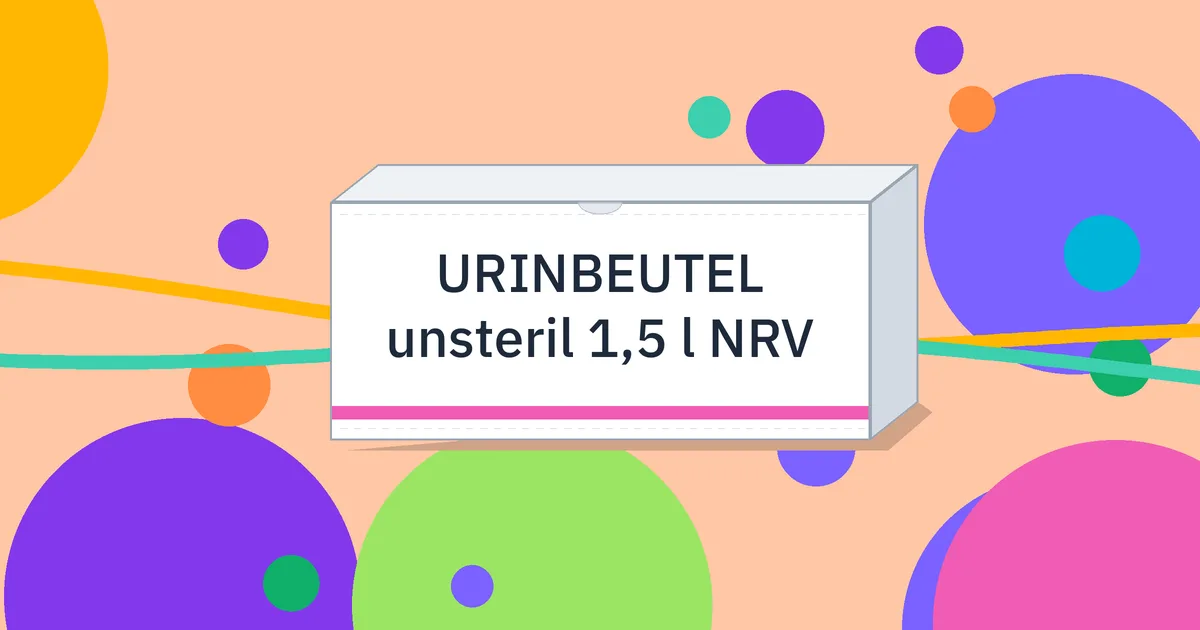 Symbolbild: Packung mit der Aufschrift URINBEUTEL unsteril 1,5 l NRV (PZN 08826024) – Verfügbarkeit und Bezug in Apotheken in Frankfurt am Main