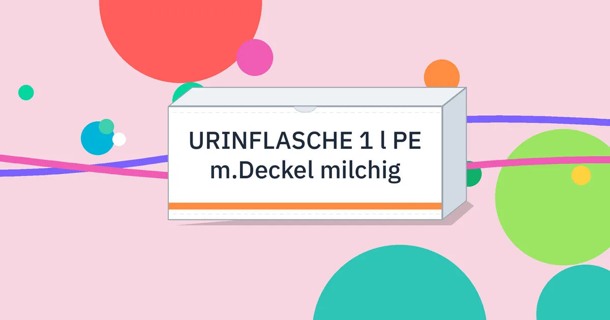 Symbolbild: Packung mit der Aufschrift URINFLASCHE 1 l PE m.Deckel milchig (PZN 09063568) – Verfügbarkeit und Bezug in Apotheken in Frankfurt am Main